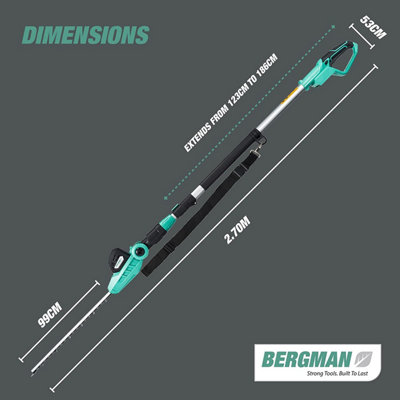 Bergman Interchange Cordless Telescopic Hedge Trimmer with 18V Battery ...
