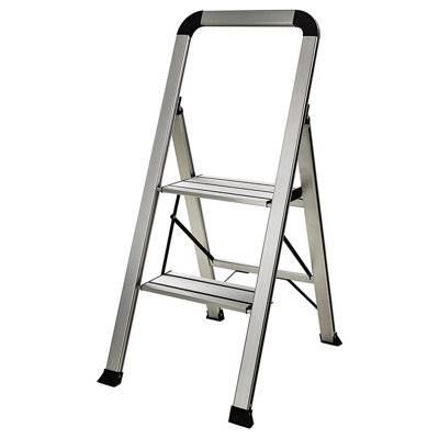 Bergman Slimline Step Ladder - 2 Step Aluminium Folding Ladder with Non ...