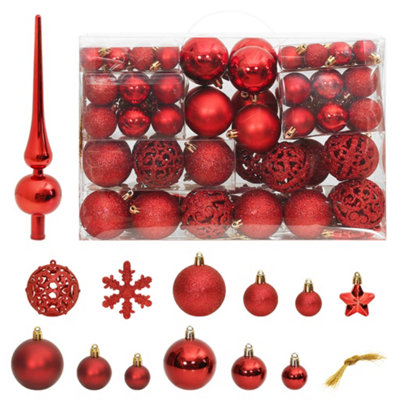 Berkfield 111 Piece Christmas Bauble Set Red Polystyrene