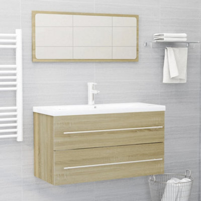 Berkfield 2 Piece Bathroom Furniture Set Sonoma Oak Engineered Wood ...
