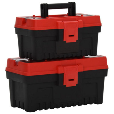 Berkfield 2 Piece Tool Box Set Black and Red Polypropylene | DIY at B&Q
