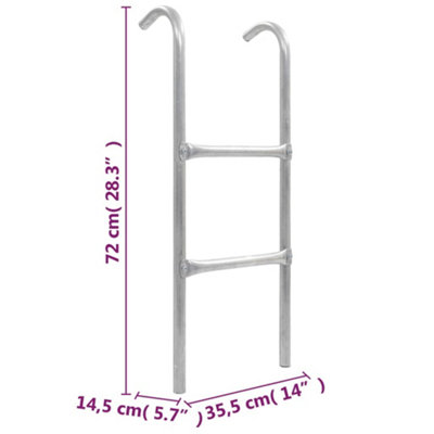 Berkfield 2-Step Trampoline Ladder Steel Silver 72 cm