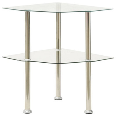 Berkfield 2-Tier Side Table Transparent 38x38x50 cm Tempered Glass