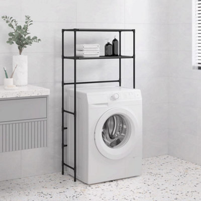 Berkfield 2-Tier Storage Rack over Washing Machine Black 69x28x143 cm Iron