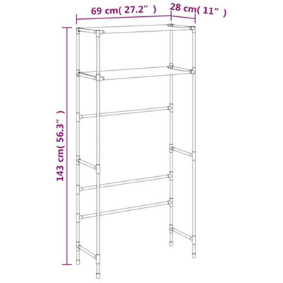Berkfield 2-Tier Storage Rack over Washing Machine Grey 69x28x143 cm Iron