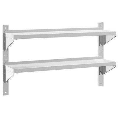 Berkfield 2-Tier Wall Shelf 100x23.5x60 cm Silver Stainless Steel