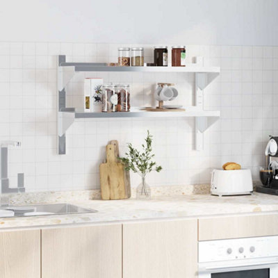 Berkfield 2-Tier Wall Shelf 100x23.5x60 cm Silver Stainless Steel