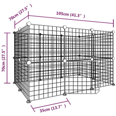 Berkfield 20-Panel Pet Cage with Door Black 35x35 cm Steel