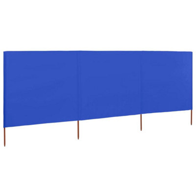 Berkfield 3-panel Wind Screen Fabric 400x120 cm Azure Blue
