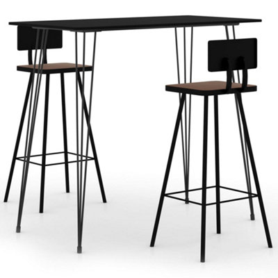 Berkfield 3 Piece Bar Set Black