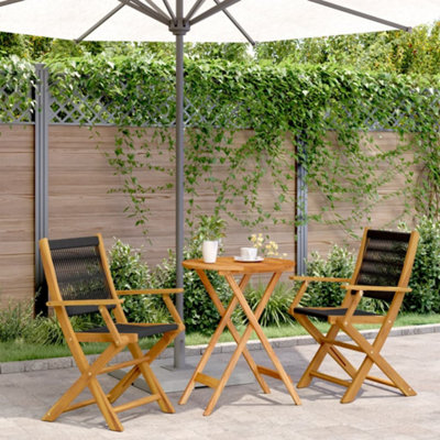 Berkfield 3 Piece Bistro Set Black Polypropylene and Solid Wood