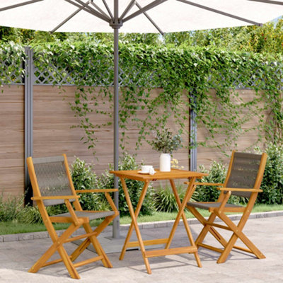 Berkfield 3 Piece Bistro Set Grey Polypropylene and Solid Wood