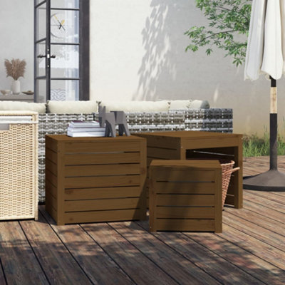 BERKFIELD 3 PIECE GARDEN BOX SET HONEY BROWN SOLID WOOD PINE
