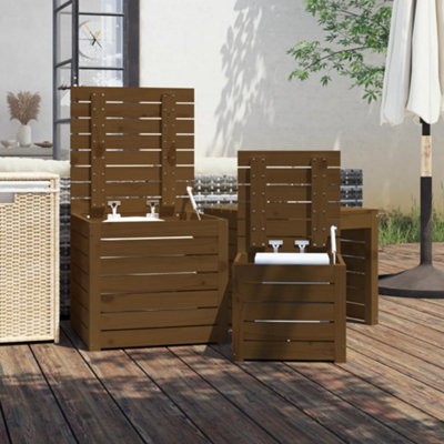BERKFIELD 3 PIECE GARDEN BOX SET HONEY BROWN SOLID WOOD PINE