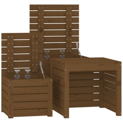 BERKFIELD 3 PIECE GARDEN BOX SET HONEY BROWN SOLID WOOD PINE