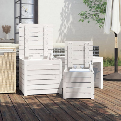 Berkfield 3 Piece Garden Box Set White Solid Wood Pine