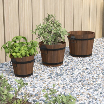 Berkfield 3 Piece Wooden Bucket Planter Set Solid Wood Fir