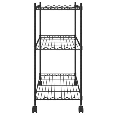 Berkfield 3-Tier Storage Rack with Wheels 60x35x81 cm Black 150 kg