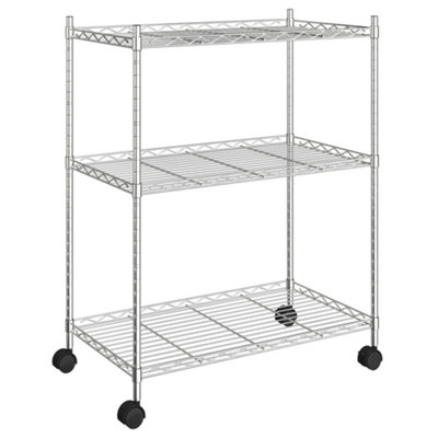 Berkfield 3-Tier Storage Rack with Wheels 60x35x81 cm Chrome 150 kg