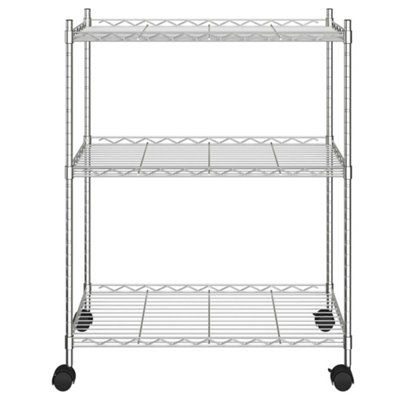 Berkfield 3-Tier Storage Rack with Wheels 60x35x81 cm Chrome 150 kg