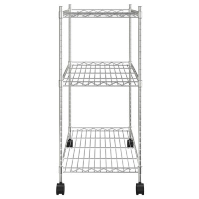 Berkfield 3-Tier Storage Rack with Wheels 60x35x81 cm Chrome 150 kg