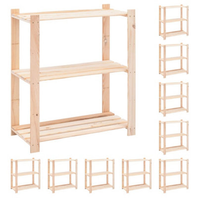 Berkfield 3-Tier Storage Racks 10 pcs 80x38x90 cm Solid Pinewood 150 kg