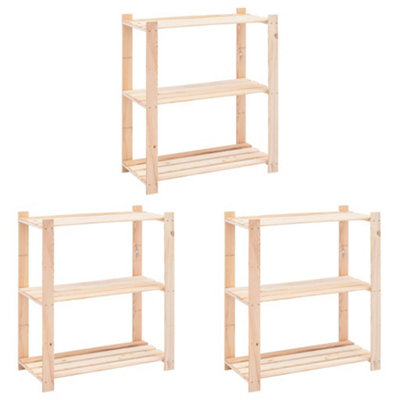 Berkfield 3-Tier Storage Racks 3 pcs 80x38x90 cm Solid Pinewood 150 kg