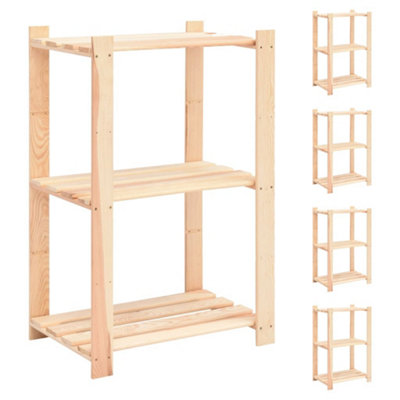 Berkfield 3-Tier Storage Racks 5 pcs 60x38x90 cm Solid Pinewood 150 kg ...