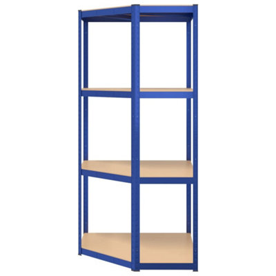 Berkfield 4-Layer Corner Shelf Blue Steel&Engineered Wood