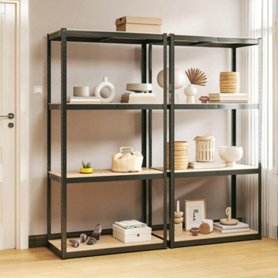 Berkfield 4-Layer Shelves 2 pcs Anthracite Steel&Engineered Wood