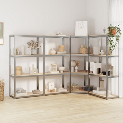 Berkfield 4-Layer Shelves 4 pcs Silver Steel&Engineered Wood | DIY at B&Q