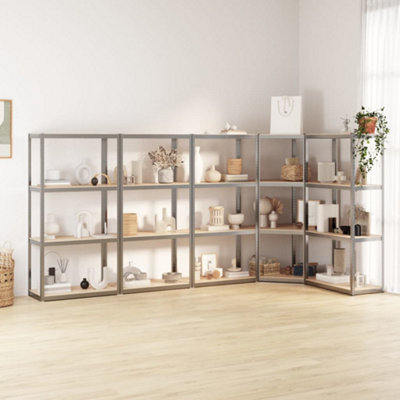 Berkfield 4-Layer Shelves 5 pcs Silver Steel&Engineered Wood