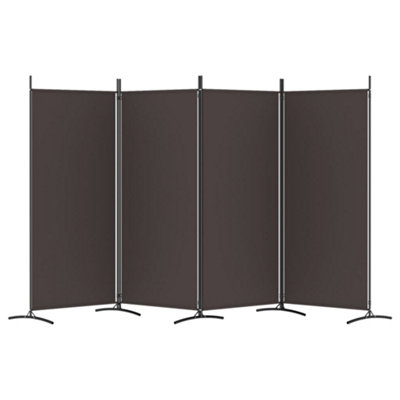 Berkfield 4-Panel Room Divider Brown 346x180 cm Fabric