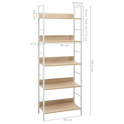 Berkfield 5-Layer Book Shelf Oak 60x27.6x158.5 cm Engineered Wood