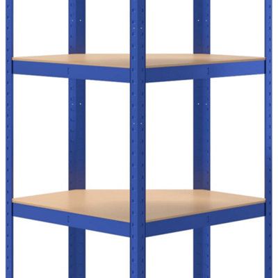 Berkfield 5-Layer Corner Shelf Blue Steel&Engineered Wood