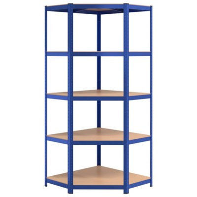 Berkfield 5-Layer Corner Shelf Blue Steel&Engineered Wood