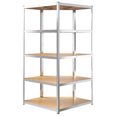 Berkfield 5-Layer Corner Shelf Silver Steel&Engineered Wood