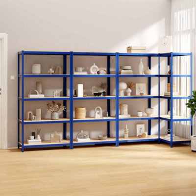 Berkfield 5-Layer Shelves 4 pcs Blue Steel&Engineered Wood