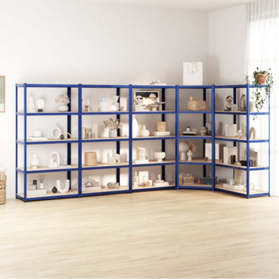 Berkfield 5-Layer Shelves 5 pcs Blue Steel&Engineered Wood