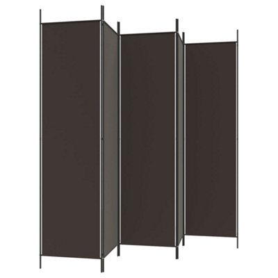Berkfield 5-Panel Room Divider Brown 250x200 cm Fabric
