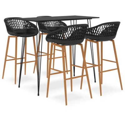 Berkfield 5 Piece Bar Set Black