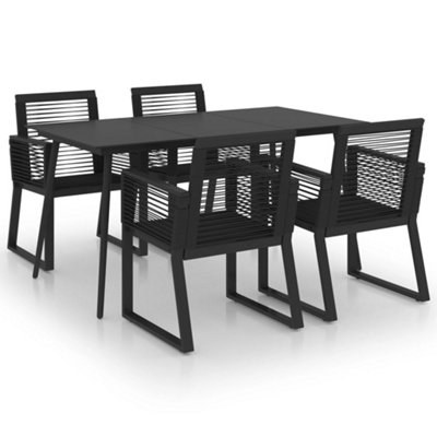 Berkfield 5 Piece Outdoor Dining Set PVC Rattan Black