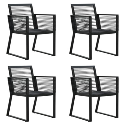 Berkfield 5 Piece Outdoor Dining Set PVC Rattan Black