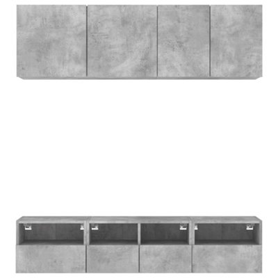 Berkfield 5 Piece TV Wall Units Concrete Grey Engineered Wood