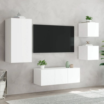 Berkfield 5 Piece TV Wall Units with LED White Engineered Wood