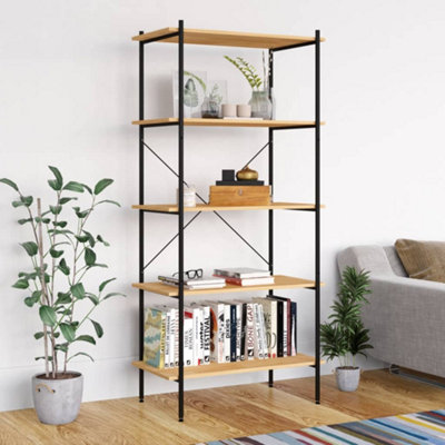 Berkfield 5-Tier Shelving Unit Black and Oak 80x40x163 cm | DIY at B&Q