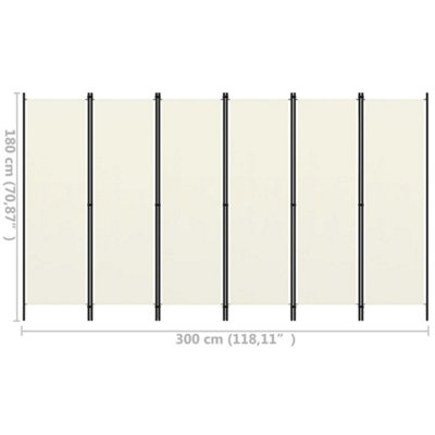 Berkfield 6-Panel Room Divider Cream White 300x180 cm