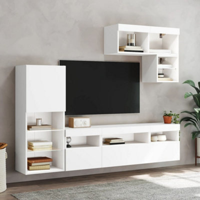 Berkfield 6 Piece TV Wall Units with LED White Engineered Wood
