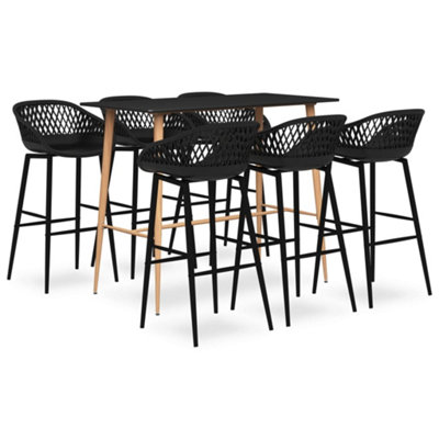 Berkfield 7 Piece Bar Set Black