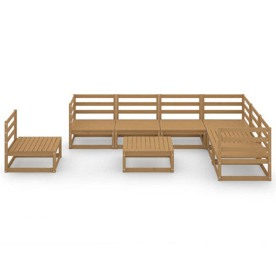 Berkfield 8 Piece Garden Lounge Set Honey Brown Solid Pinewood